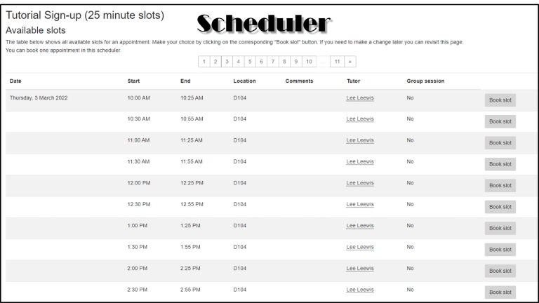 Managing tutorials with Moodle Scheduler – LCC Teaching Hub